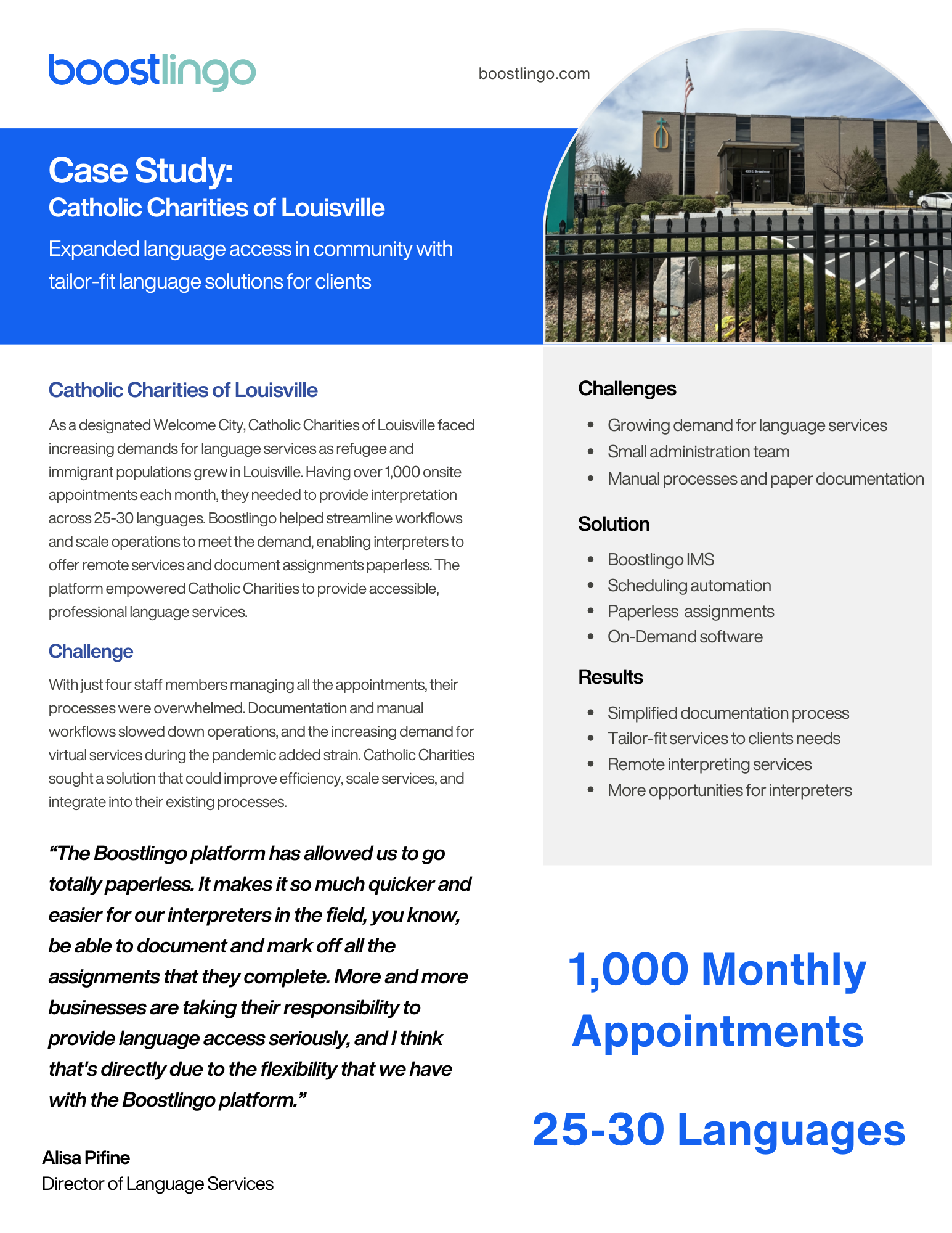 Catholic Charities Case Study | Boostlingo